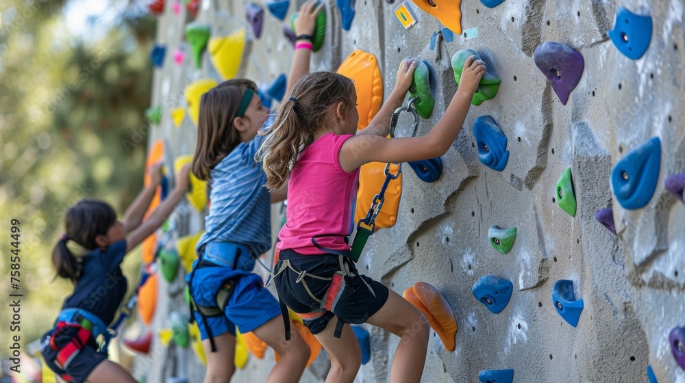 With faces full of excitement and anticipation children eagerly scale ...