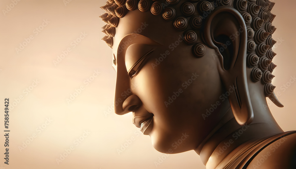 a realistic digital painting of Buddha figure's face in the Thai style ...