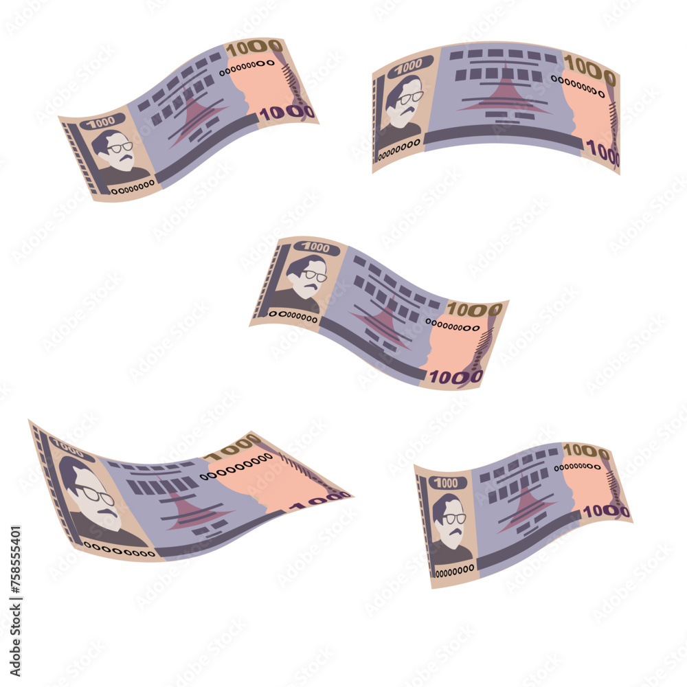 Bangladeshi Taka Vector Illustration. Bangladesh money set bundle ...