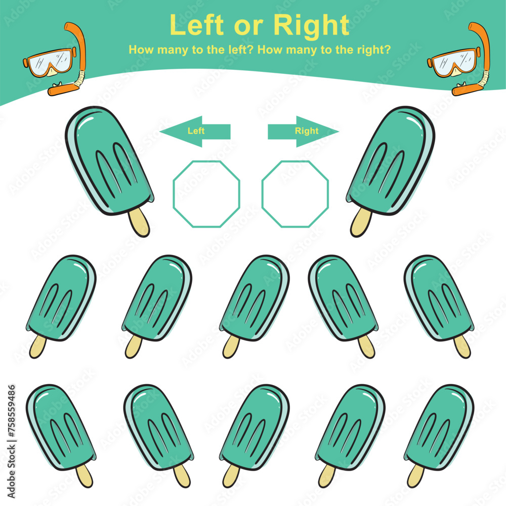 Mathematic activity page. Calculate and write the result. Left or Right ...