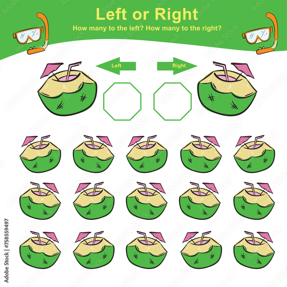Mathematic activity page. Calculate and write the result. Left or Right ...