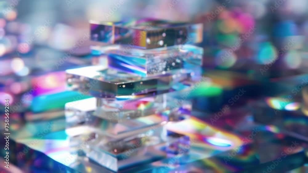 A stack of holographic plates each displaying a different stage of a ...