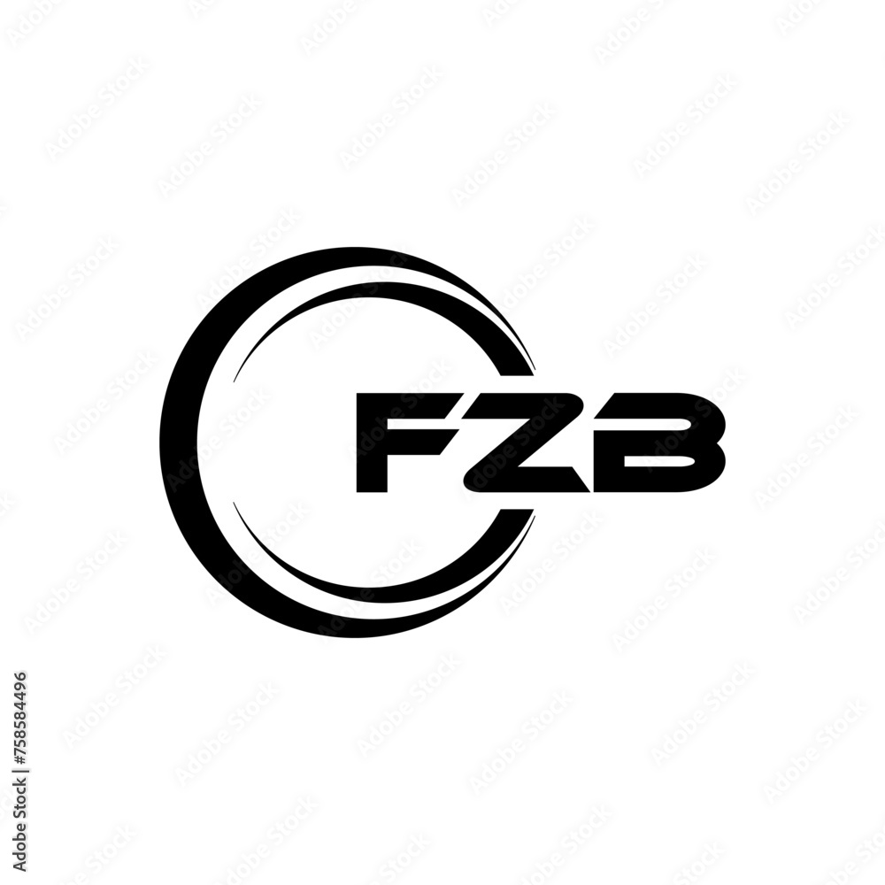 FZB letter logo design with white background in illustrator, cube logo ...