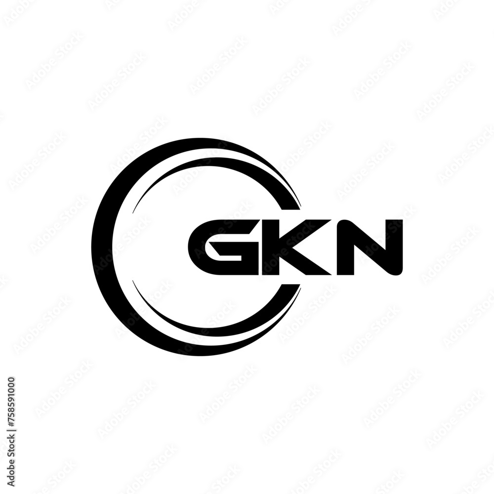 GKN letter logo design with white background in illustrator, cube logo ...