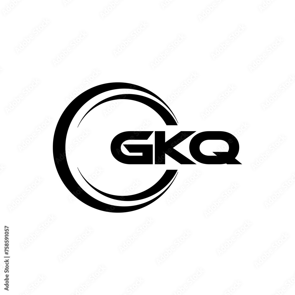 GKQ letter logo design with white background in illustrator, cube logo ...