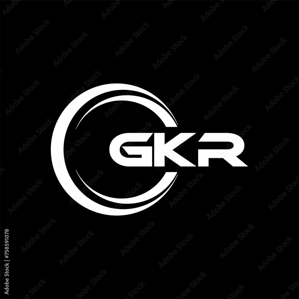 GKR letter logo design with black background in illustrator, cube logo ...