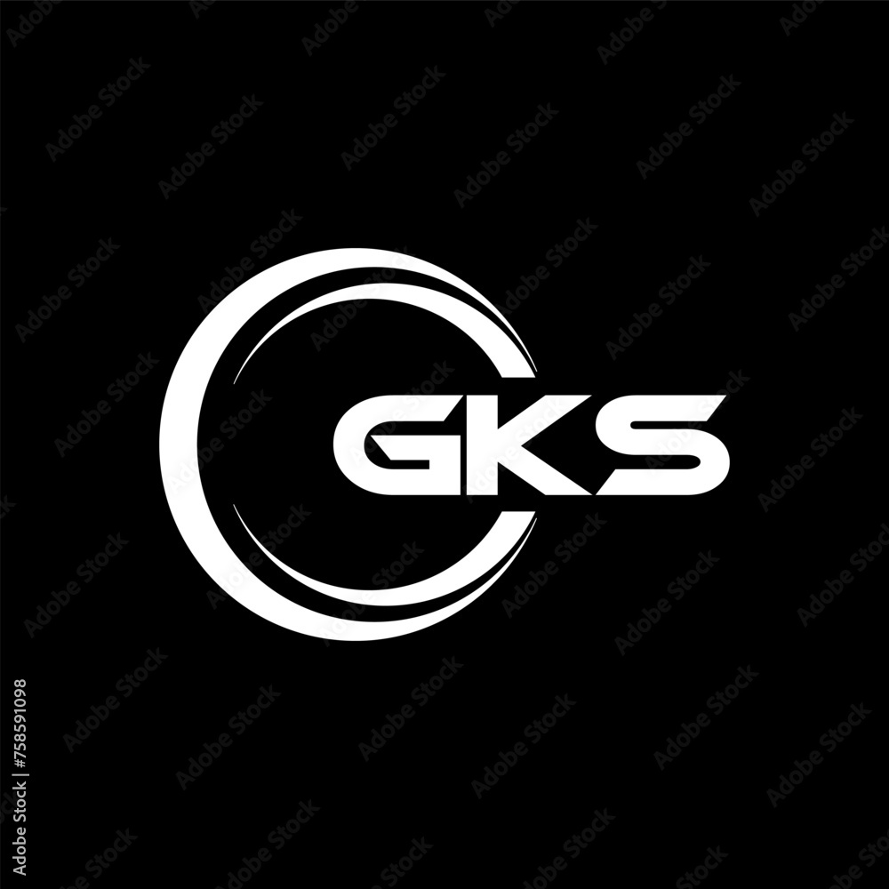 GKS letter logo design with black background in illustrator, cube logo ...