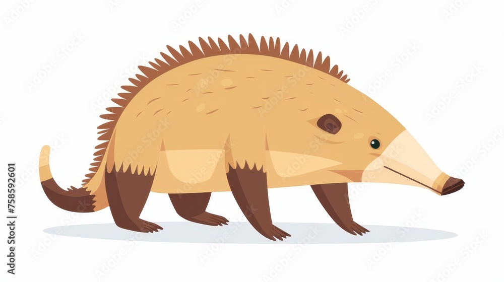 Angry anteater in nature. Cute kawaii mammal with long nose, trunk ...