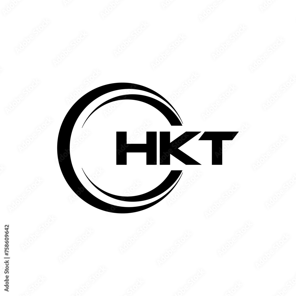 HKT letter logo design with white background in illustrator, cube logo ...