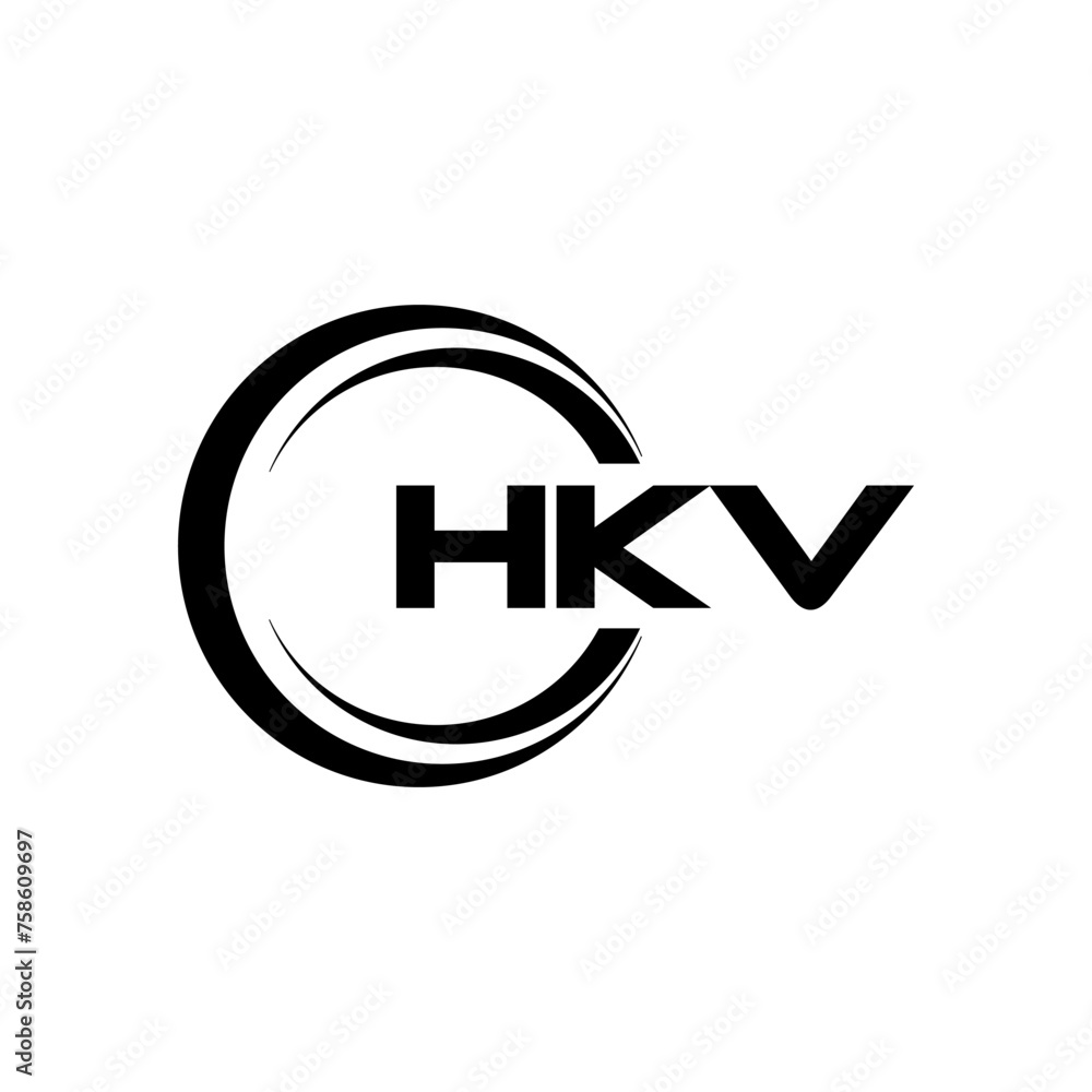 HKV letter logo design with white background in illustrator, cube logo ...