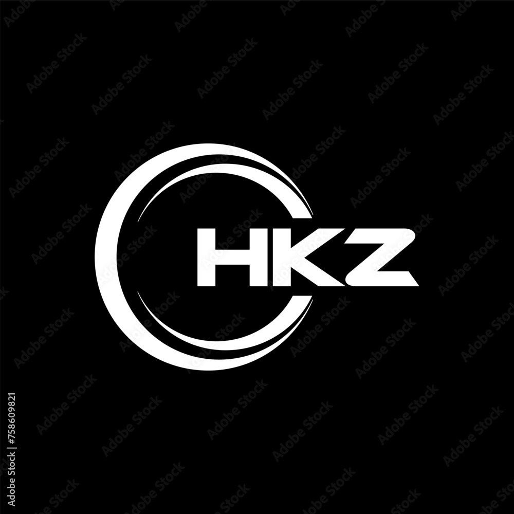 HKZ letter logo design with black background in illustrator, cube logo ...