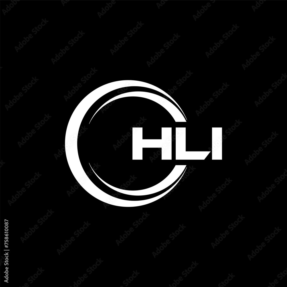 HLI letter logo design with black background in illustrator, cube logo ...