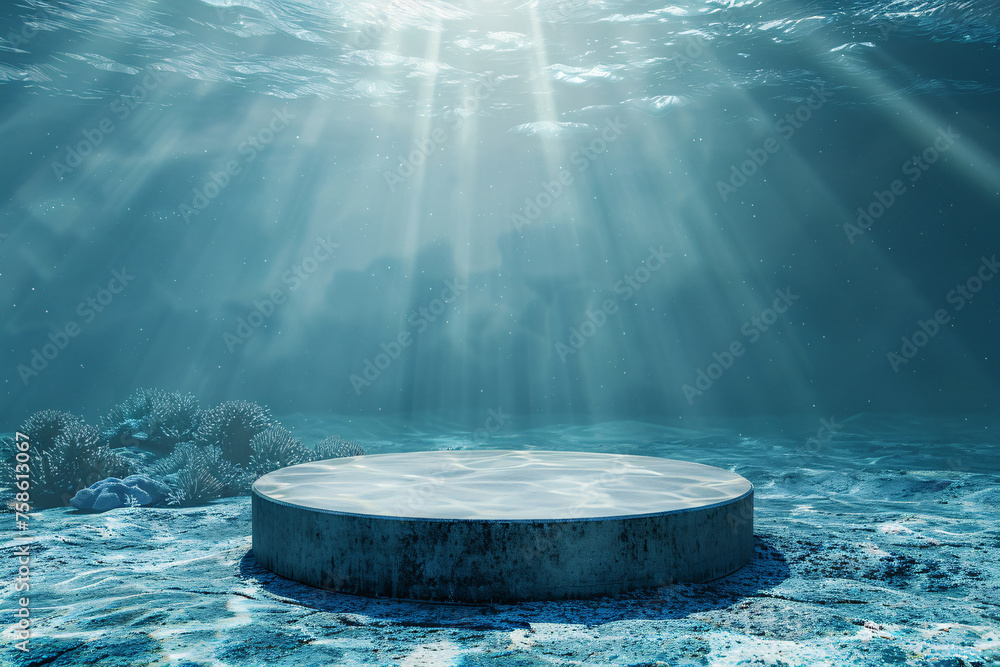product podium display presentation with underwater background for ...