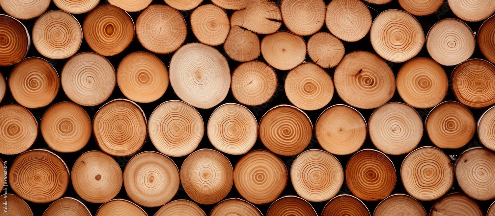 A circle of logs, a natural material, stacked on top of each other ...