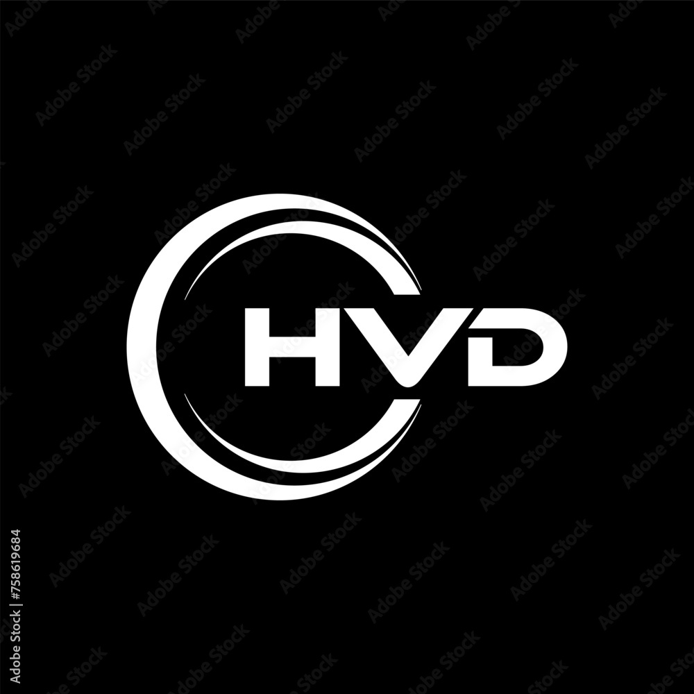 HVD letter logo design with black background in illustrator, cube logo ...