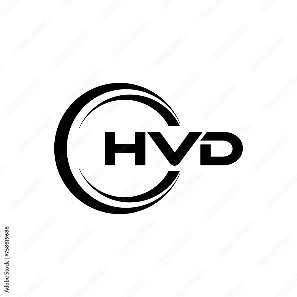 HVD letter logo design with white background in illustrator, cube logo ...