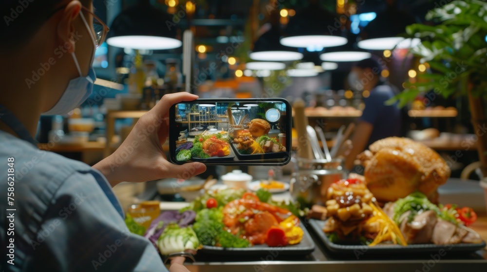 restaurant owner takes a picture of the food on the table with a ...
