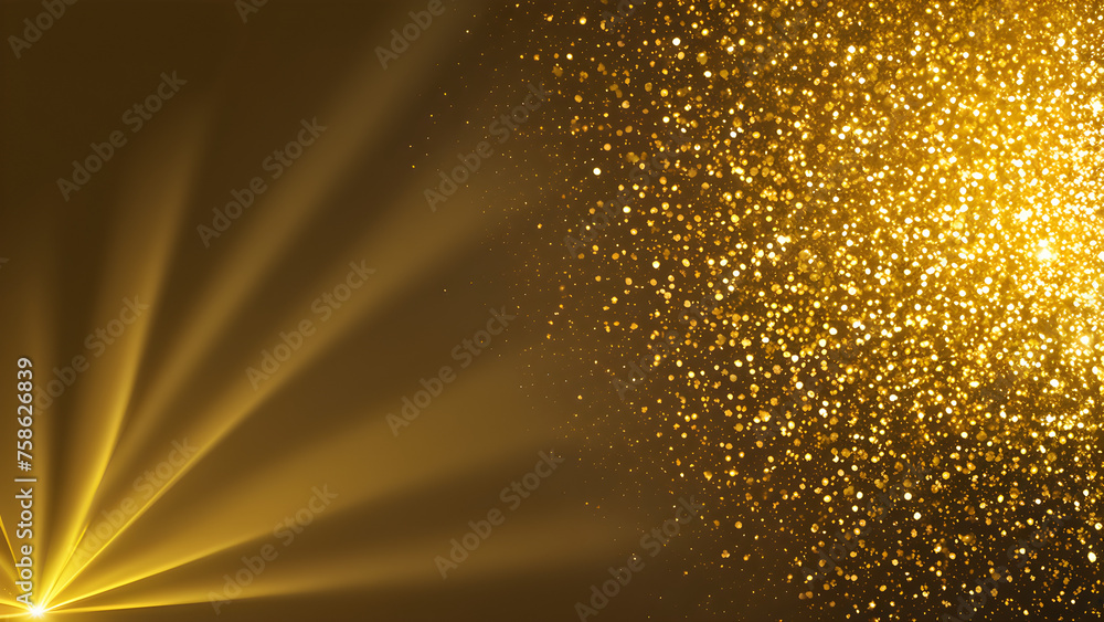 gold background color light. Golden mist with particles of fine dust ...