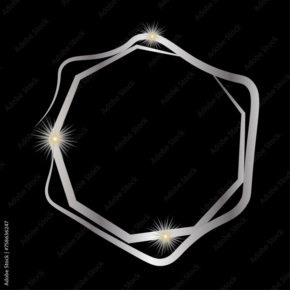 Vector metal frame. Silver sparkling ring with silver glitter isolated ...