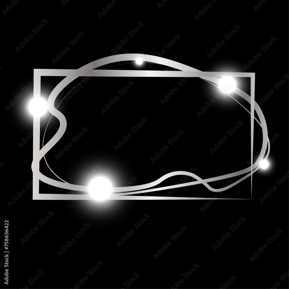 Vector metal frame. Silver sparkling ring with silver glitter isolated on transparent background ...