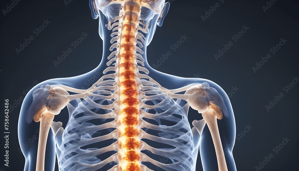 Advanced 3D Rendered X-Ray of Lower Thoracic and Lumbar Spine: Hand ...