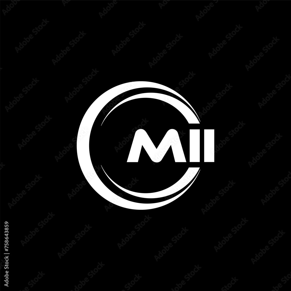 MII letter logo design with black background in illustrator, cube logo ...