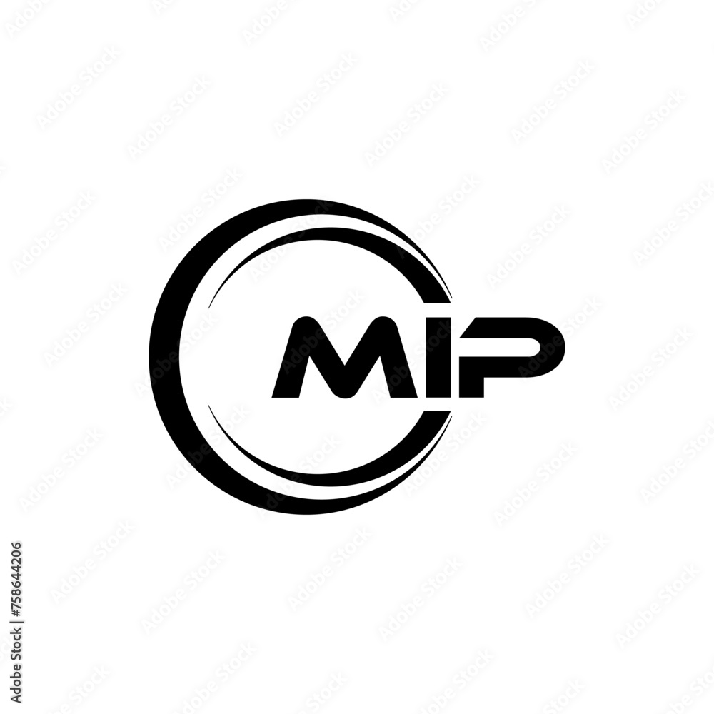 MIP letter logo design with white background in illustrator, cube logo ...