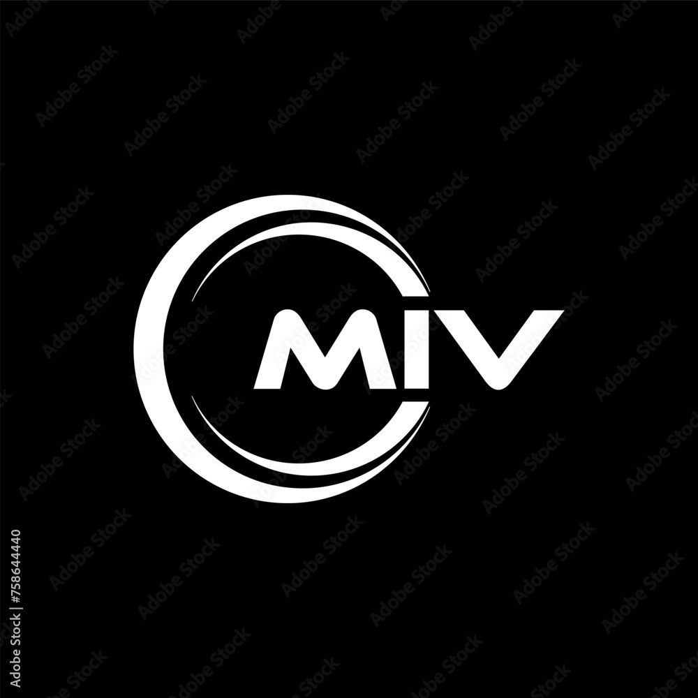Vecteur Stock MIV letter logo design with black background in ...