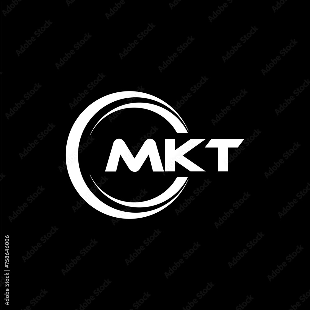 MKT letter logo design with black background in illustrator, cube logo ...