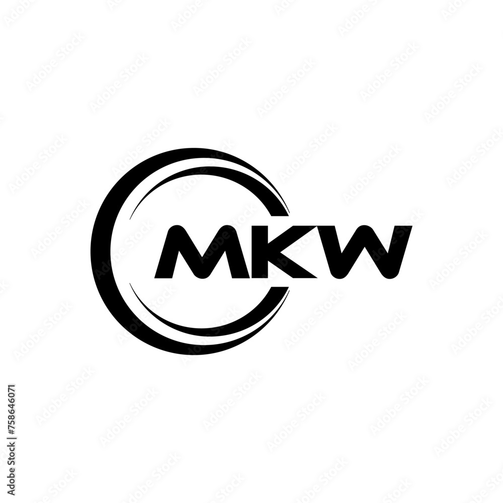 MKW letter logo design with white background in illustrator, cube logo ...