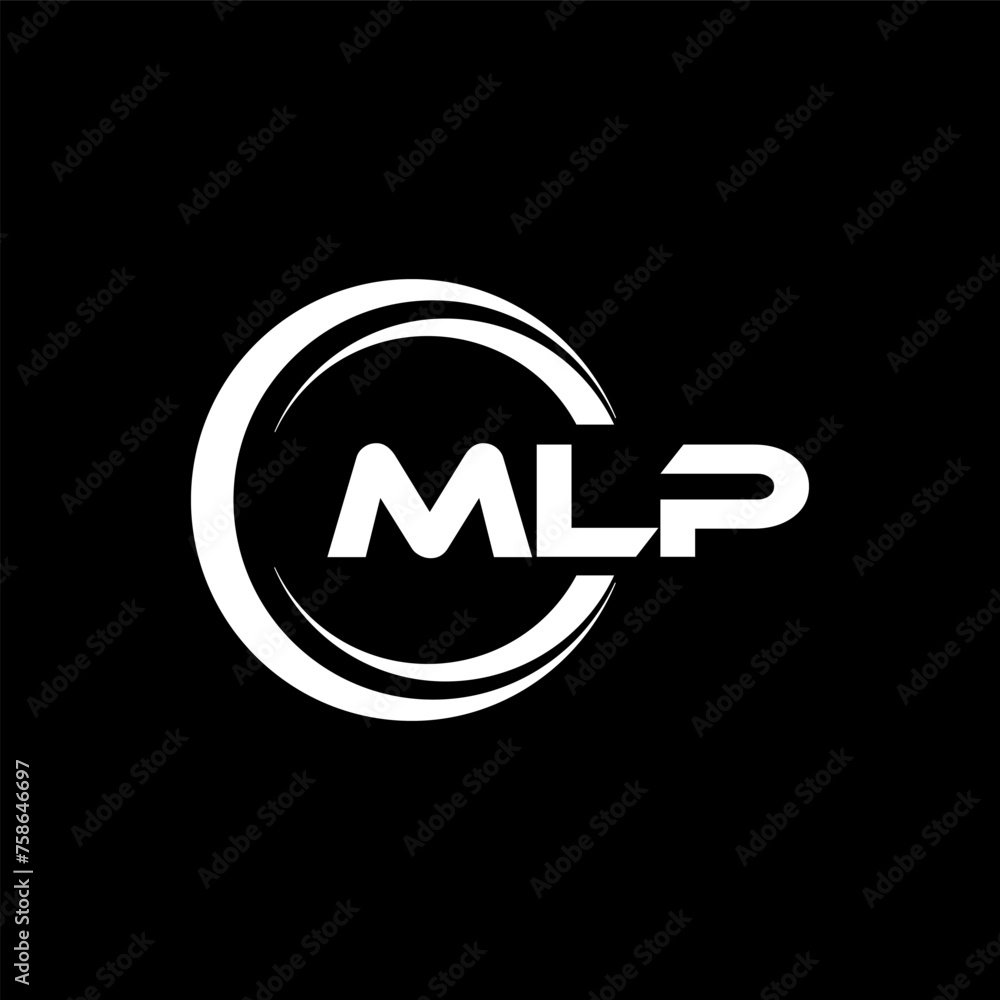 MLP letter logo design with black background in illustrator, cube logo ...