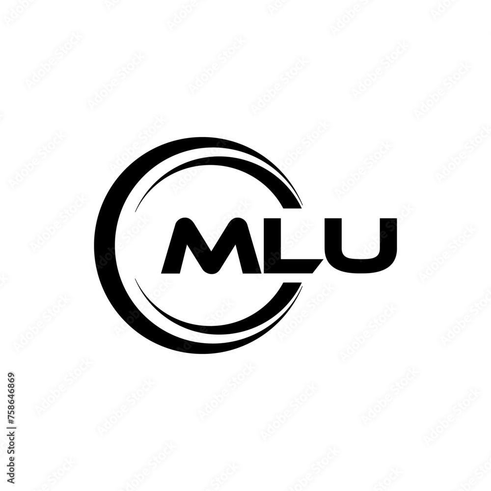 MLU letter logo design with white background in illustrator, cube logo ...