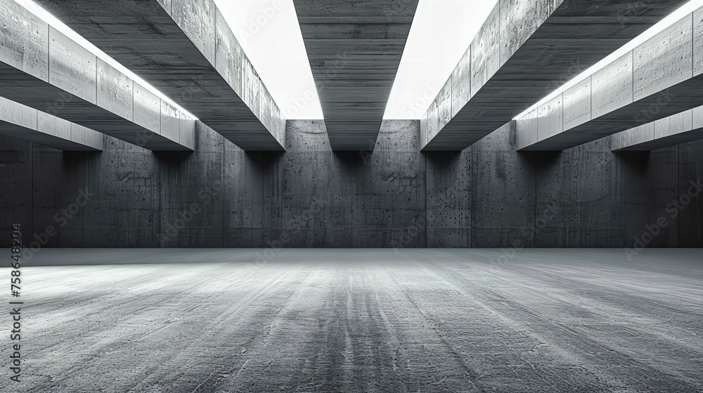 Stark Concrete Hallway Illuminated by Natural Light, Reflecting the Raw ...