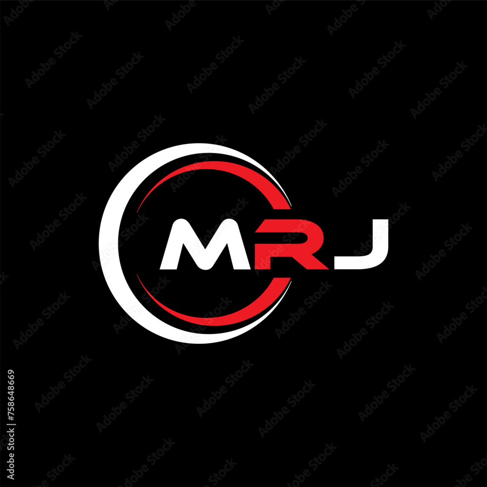 MRJ letter logo design with black background in illustrator, cube logo ...