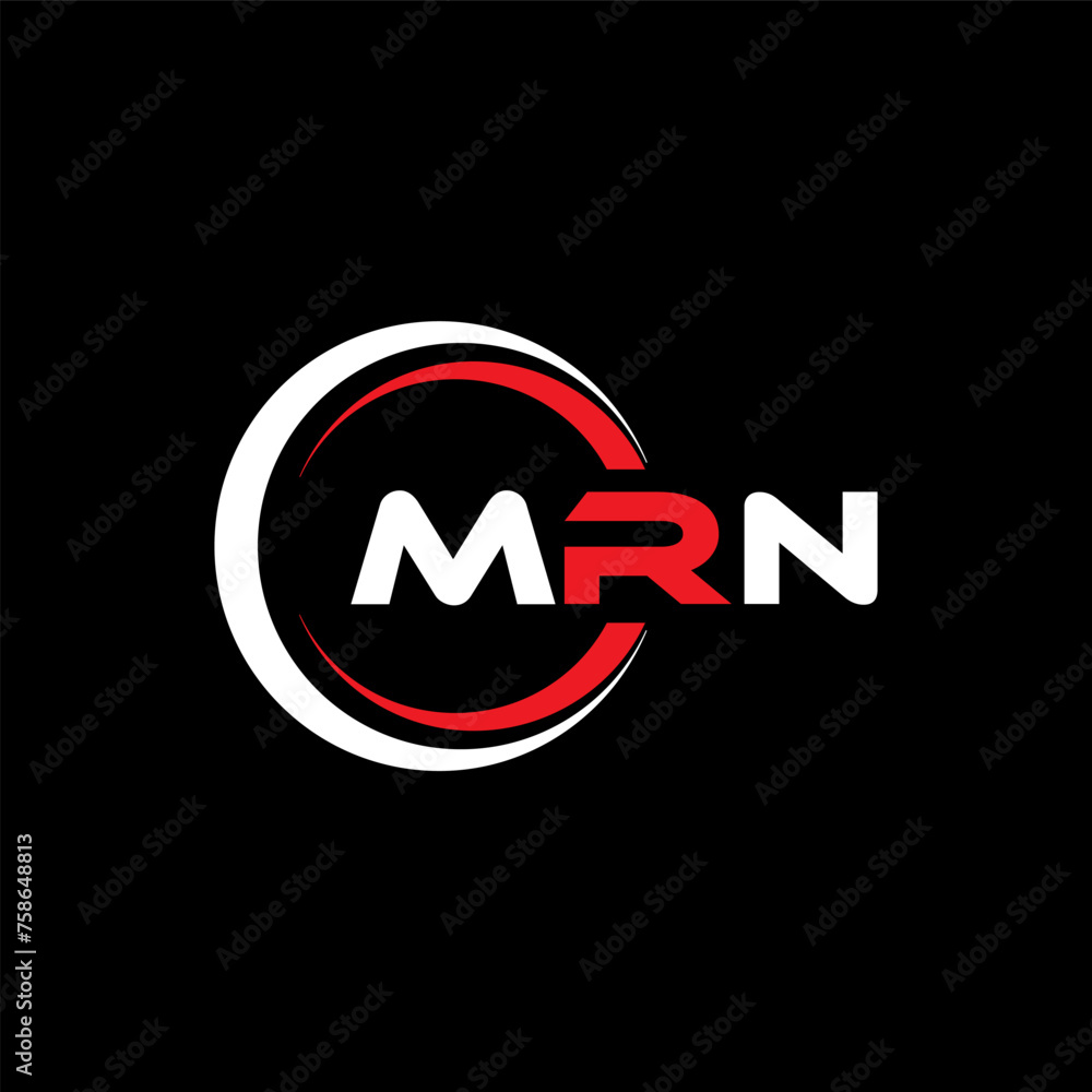 Vecteur Stock MRN letter logo design with black background in ...