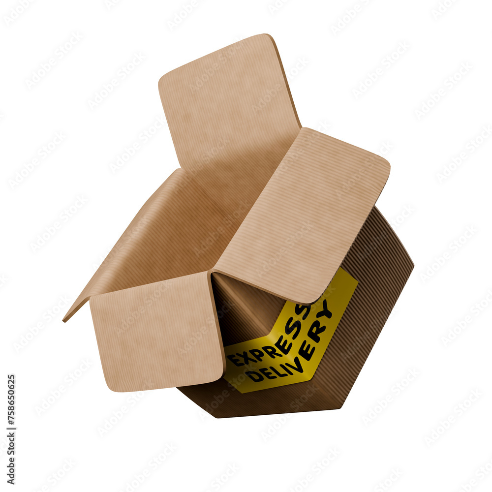 Cartoon style Paper box model 3D rendering. System for delivering ...