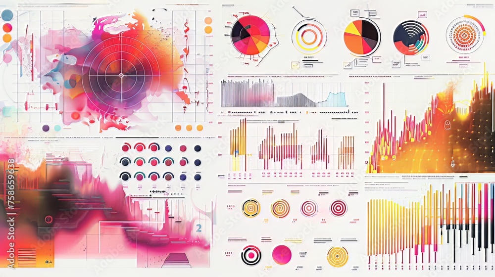 Data Visualization: Infographics and charts illustrating complex data sets, trends, and ...