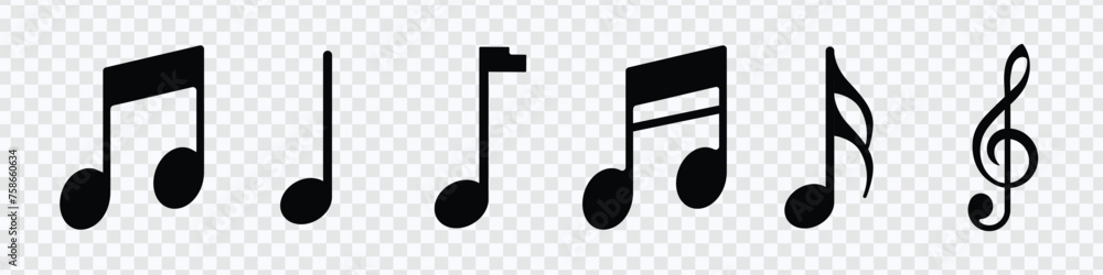 "Music Notes Icon Set - Symbolic Vector Illustration of Musical Notes ...