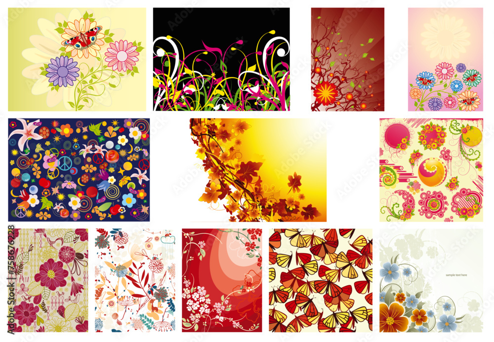 various vector flora drawings and patterns, drawings that can be used ...