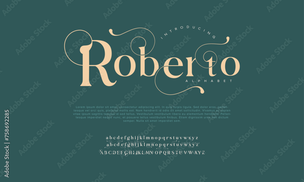 Roberto premium luxury elegant alphabet letters and numbers. Vintage ...