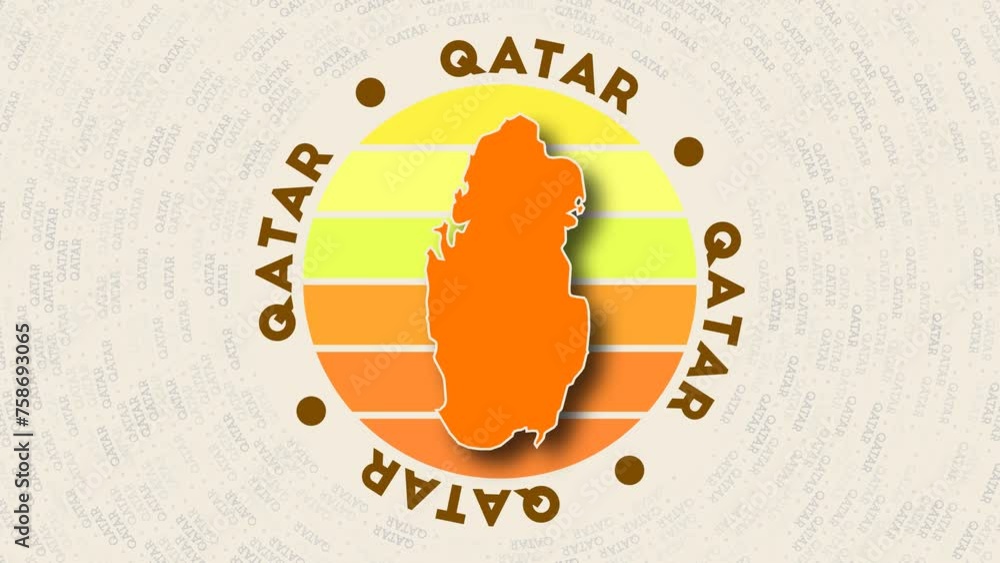 Qatar logo intro. Badge with the circular name and map of country ...