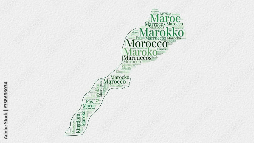 Morocco logo animation. Morocco boundary word cloud animation. Video of ...