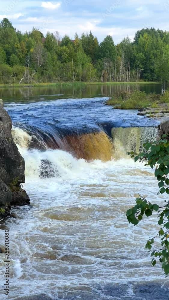 Voytsky padun waterfall in autumn. The famous powerful and wide ...