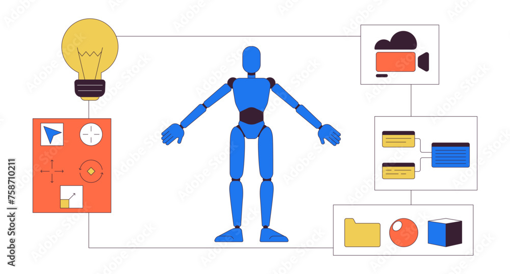 Video game character designing 2D linear illustration concept ...
