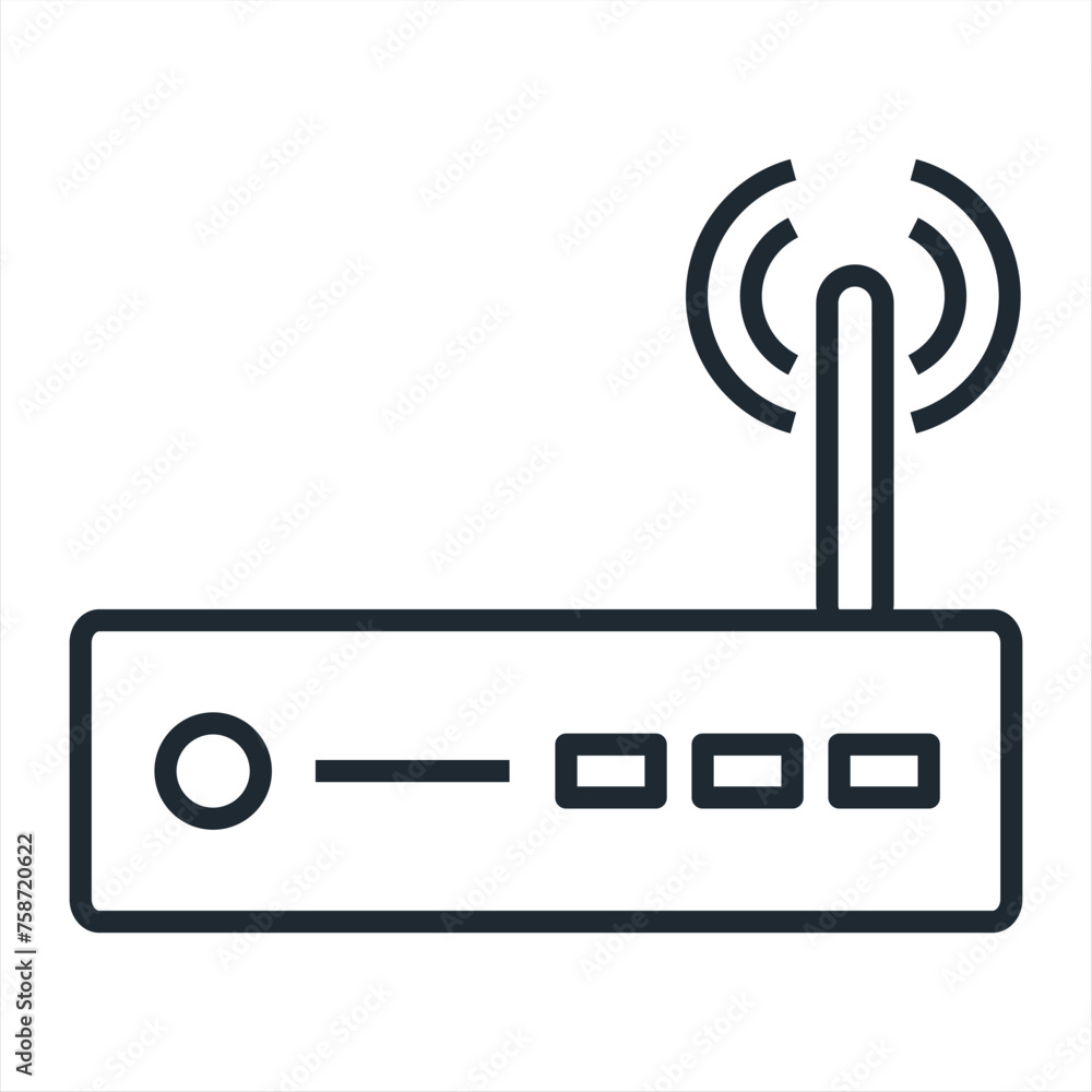 Router flat icon. Vector router. Router and signal symbol. Wi-Fi router ...