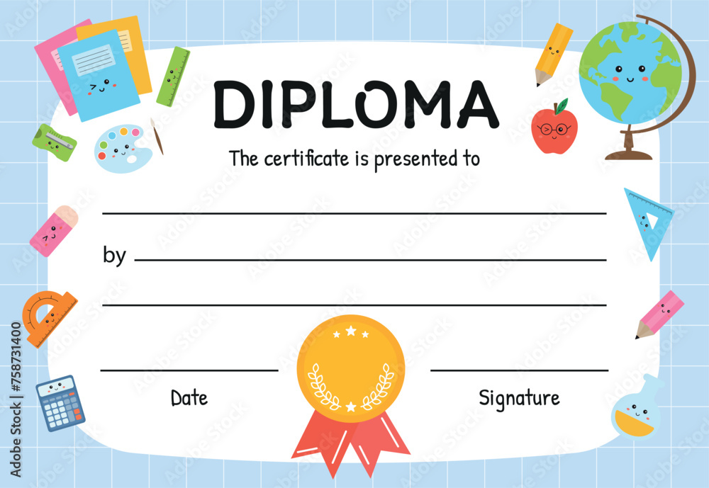 Diploma template for kids, certificate of appreciation for school ...