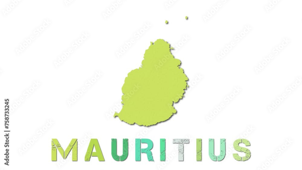 Mauritius map with paper regions. Animated island map growing from ...