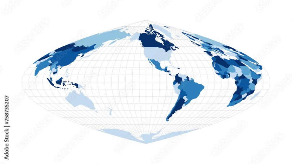 Vidéo Stock World Map. Craster parabolic projection. Loopable rotating ...