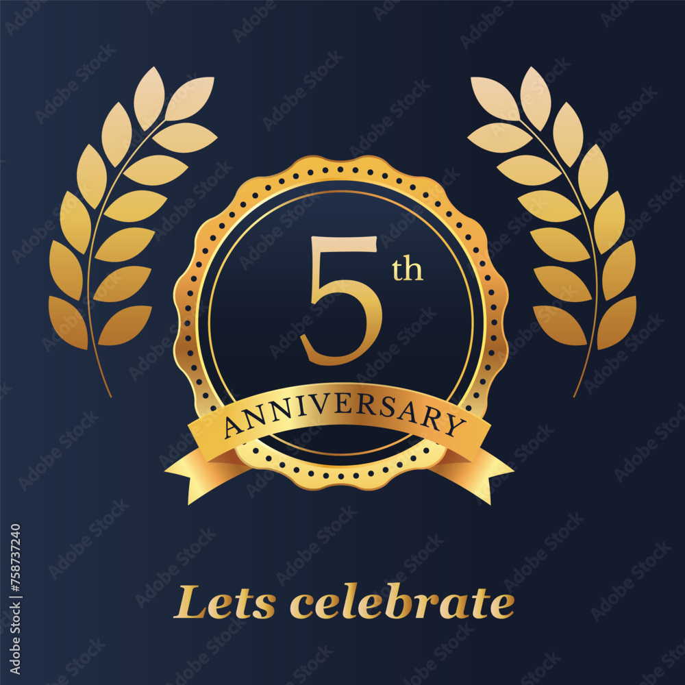 Anniversary 5th. gold numbers. Poster template for Celebrating 18th ...