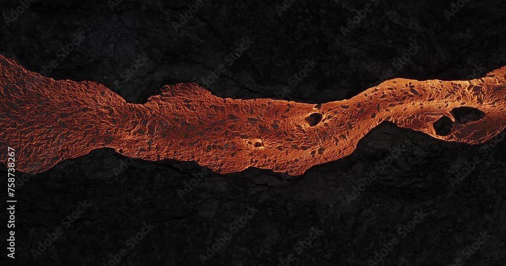 Aerial view of Litli-Hrutur (Little Ram) Volcano during an eruption on ...